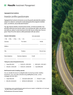 Investor profile questionnaire – Segregated fund solutions | Manulife ...
